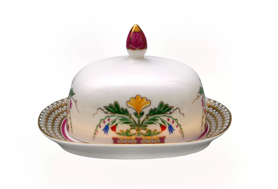 Butter dish with cover Alexandria Moscow river - Russian Art Store